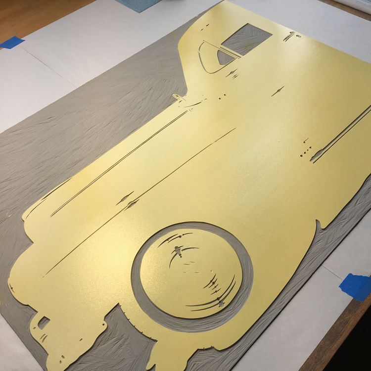 Dave Lefner: 1946 Ford Woodie Linocut Print | People of Print