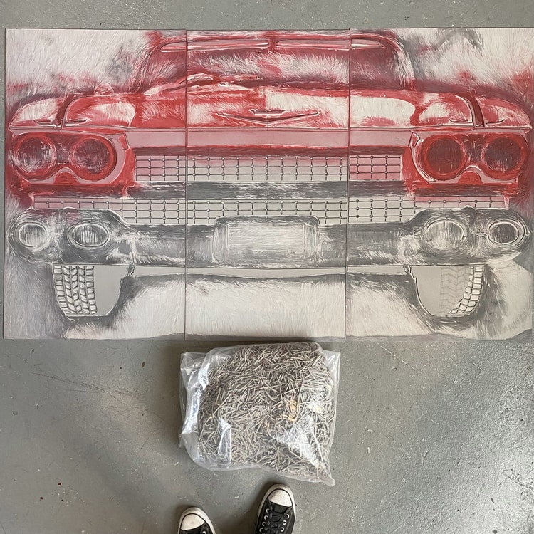 Dave Lefner | Cadillac Dreams Reduction Linocut | People of Print